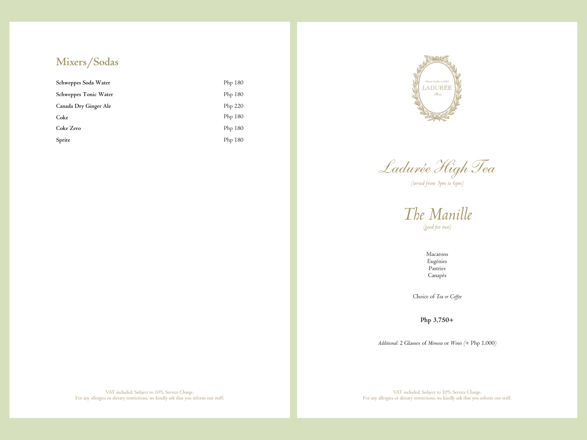 Salon de Thé Menu | Ladurée